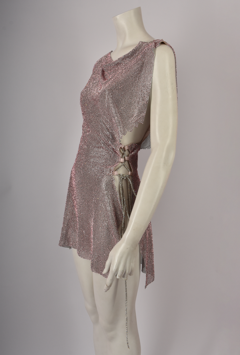 PINK CHAINMAIL MINI DRESS WITH CRISS CROSS SIDES – Found And Vision